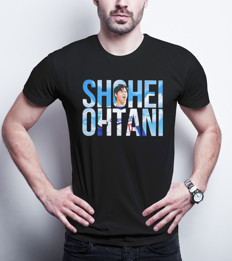 Shohei Ohtani Let's Go Dodgers With Blue Sky Letters T-Shirt