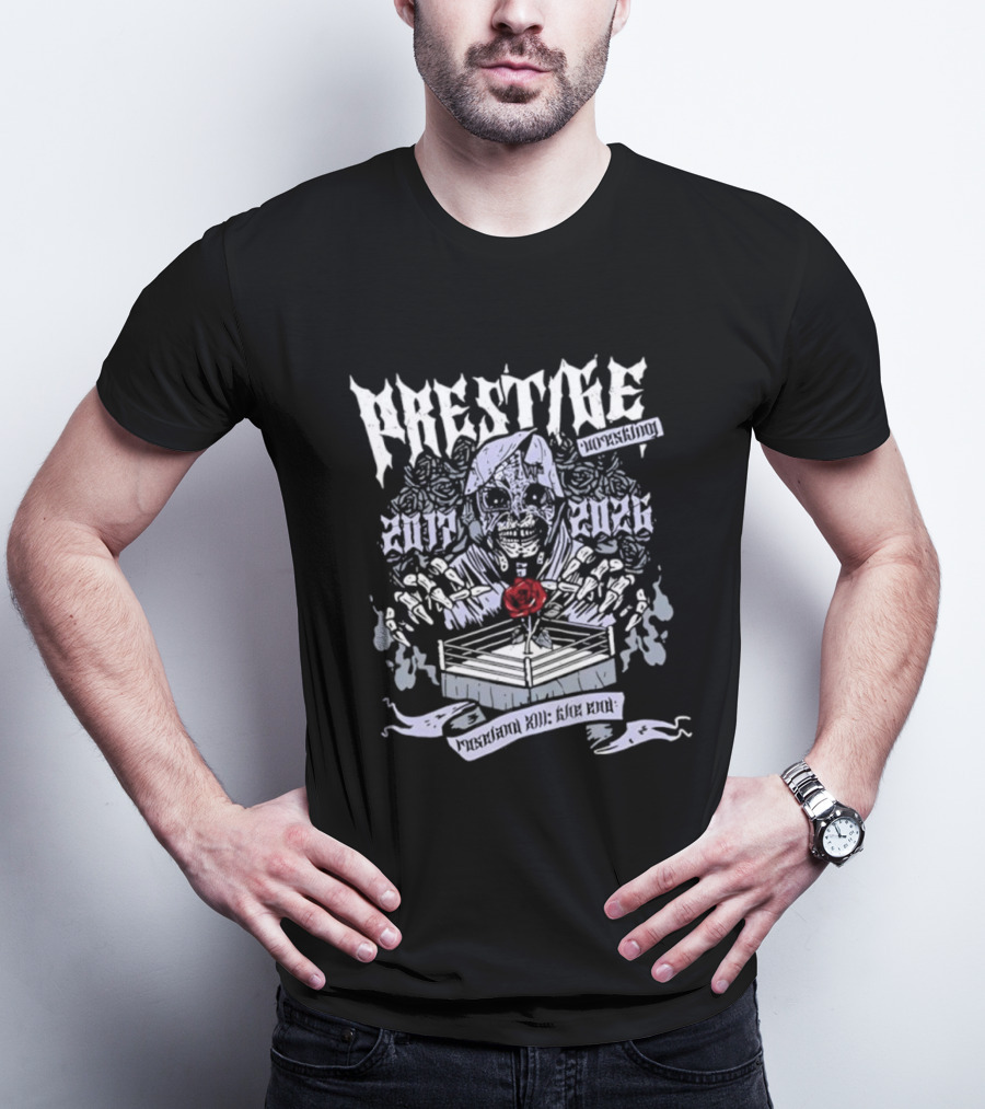 Prestige Wrestling The End Is Near Roseland XIII Skeletal Figure Wrestling Ring Event T-Shirt