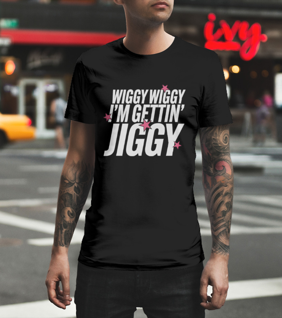 Wiggy Wiggy I'm Gettin' Jiggy Pink Stars T-Shirt