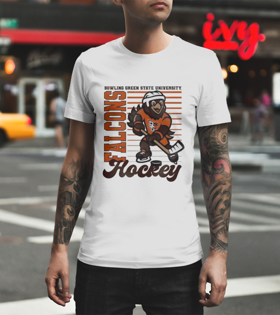 Bowling Green Falcons Freddy Falcon Hockey BG Mascot T-Shirt