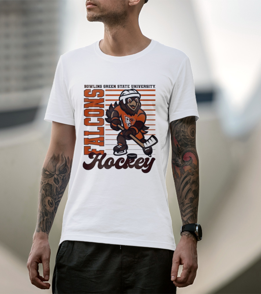 Bowling Green Falcons Freddy Falcon Hockey BG Mascot T-Shirt