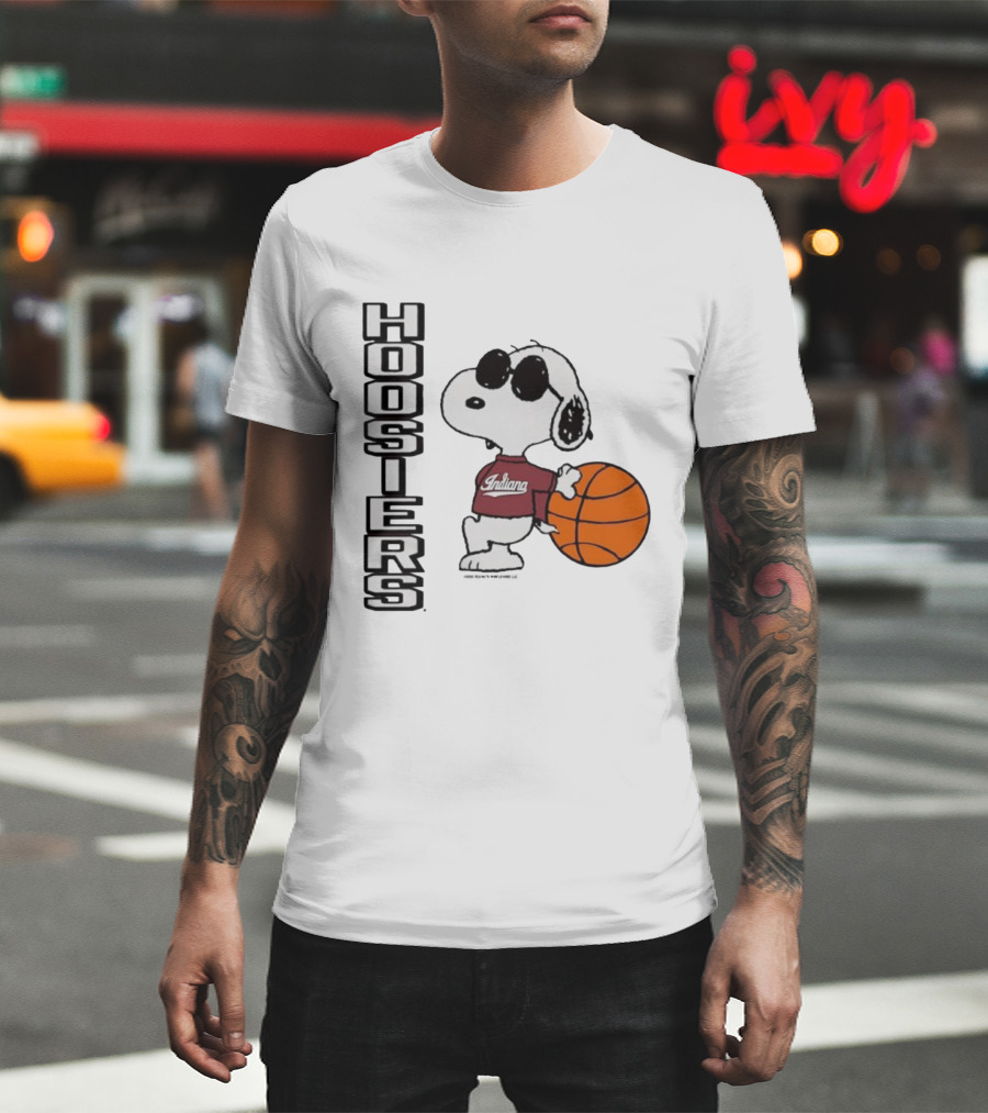 Indiana Hoosiers Peanuts Joe Cool Snoopy Basketball Fan Apparel T-Shirt