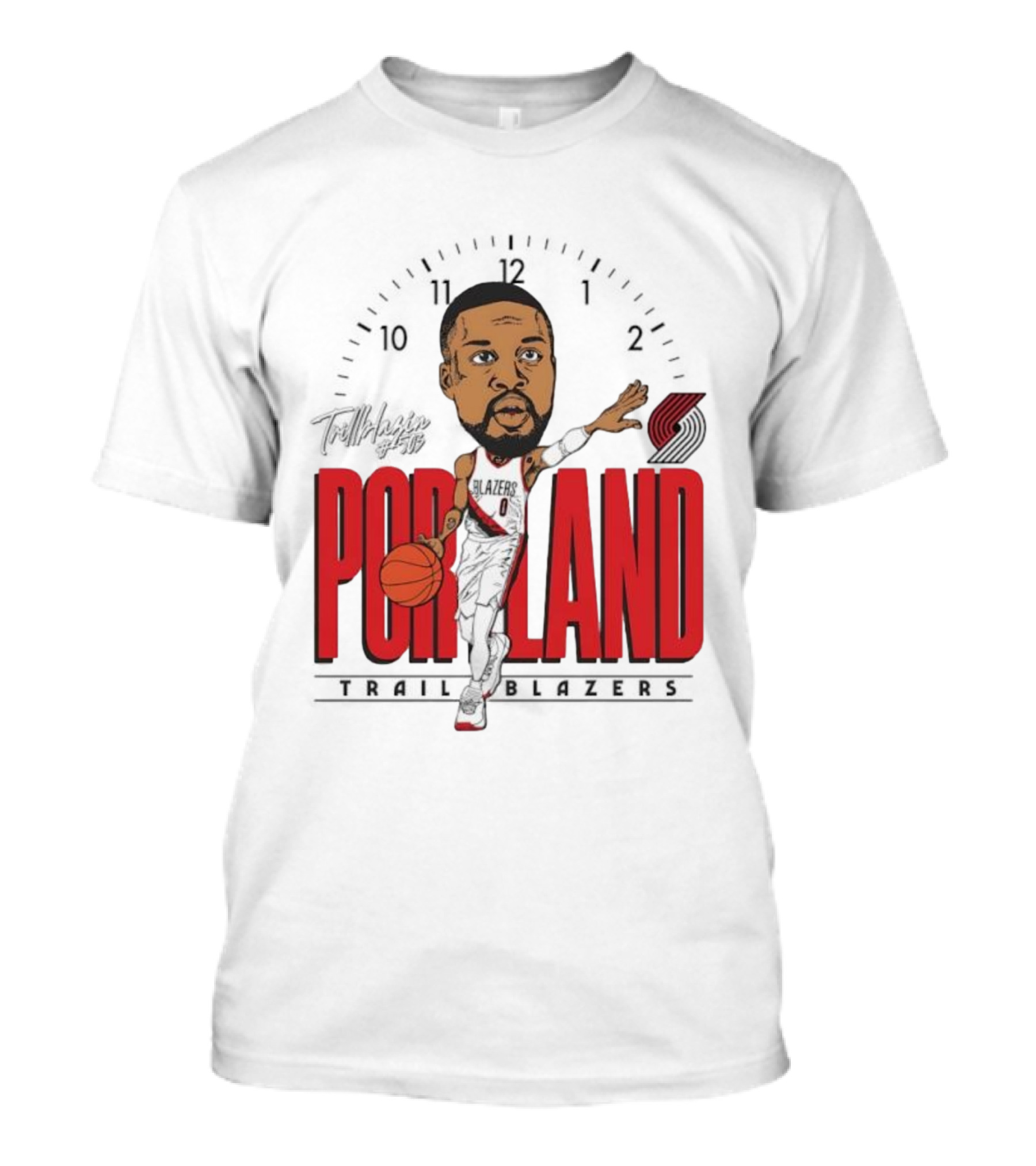 Portland Trail Blazers Cartoon Basketball Player Logo T-Shirt