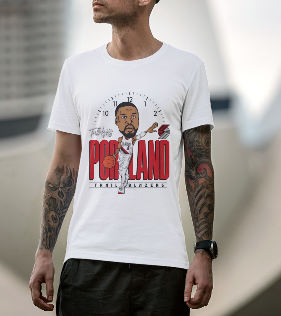 Portland Trail Blazers Cartoon Basketball Player Logo T-Shirt