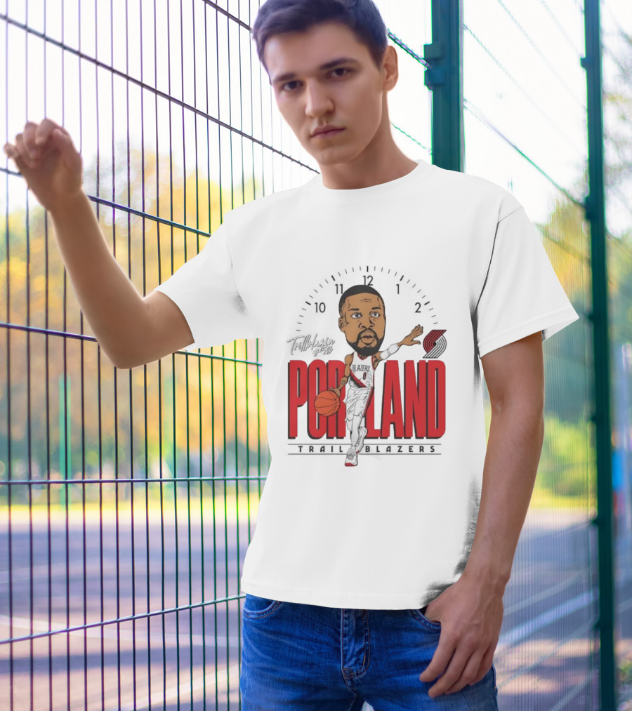 Portland Trail Blazers Cartoon Basketball Player Logo T-Shirt
