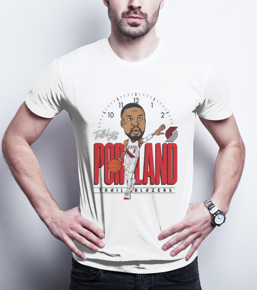Portland Trail Blazers Cartoon Basketball Player Logo T-Shirt