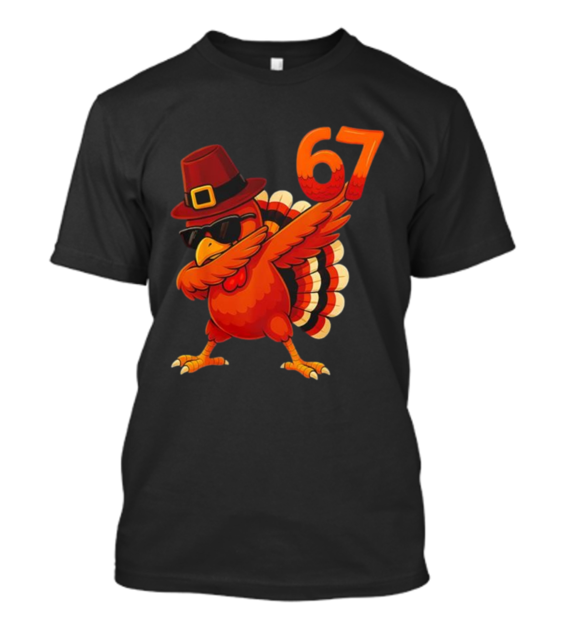 67 Thanksgiving Dabbing Turkey With Hat And Sunglasses T-Shirt