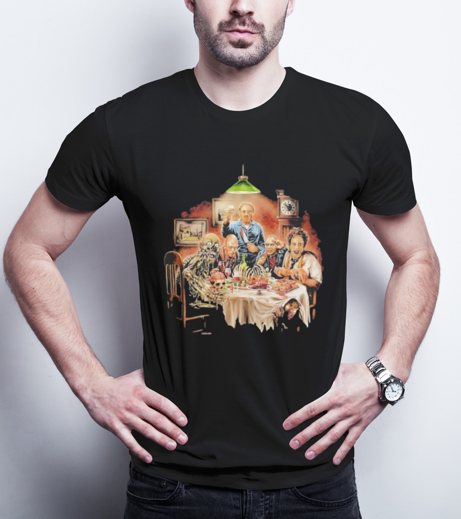 Cannibal Thanksgiving Horror Dinner With Skeletons And Monsters T-Shirt