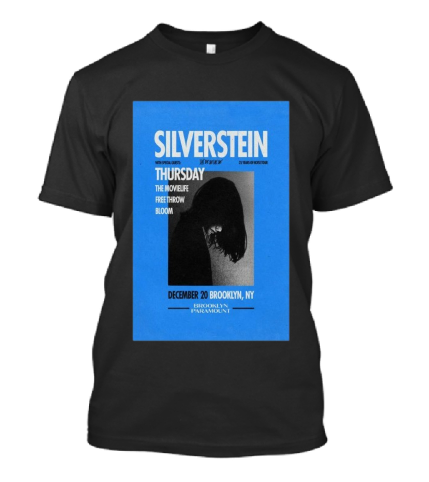 Silverstein 25 Years Of Noise Tour Brooklyn Paramount December 20 Thursday With Special Guests The Movielife Free Throw Bloom T-Shirt