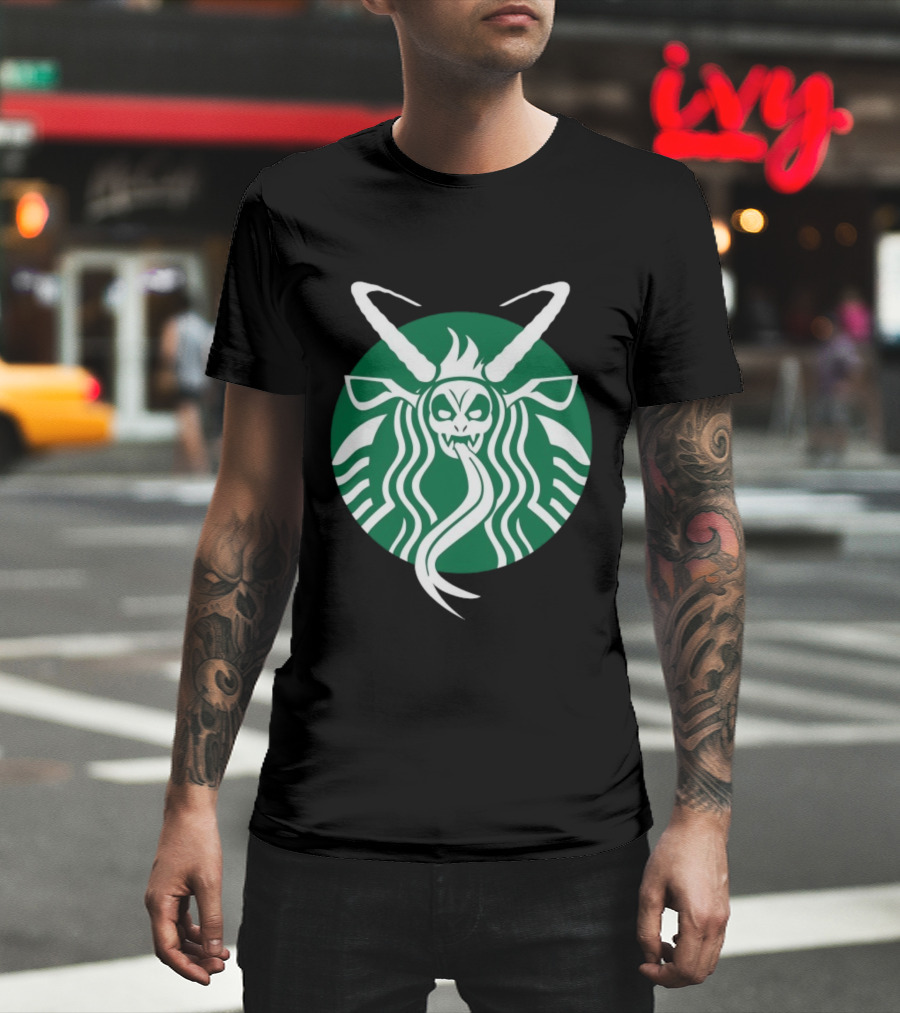 Starbucks Krampuspresso Christmas Coffee Monster Design T-Shirt