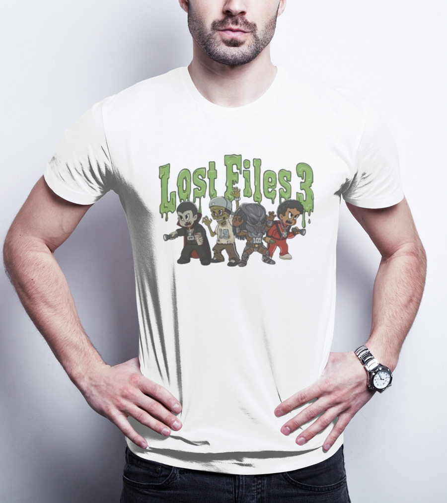 Lost Files 3 Characters With Vampire Zombie Alien Costumes T-Shirt