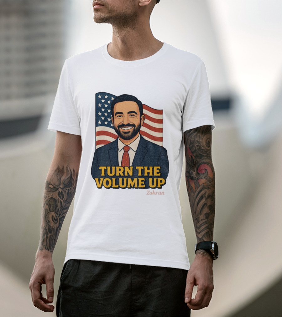 Zohran Mamdani Turn The Volume Up 2026 NYC American Flag T-Shirt