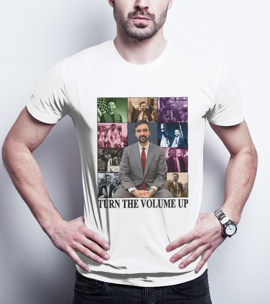 Zohran Mamdani Turn The Volume Up NYC 2026 The Eras Tour Vintage Portrait Collection T-Shirt