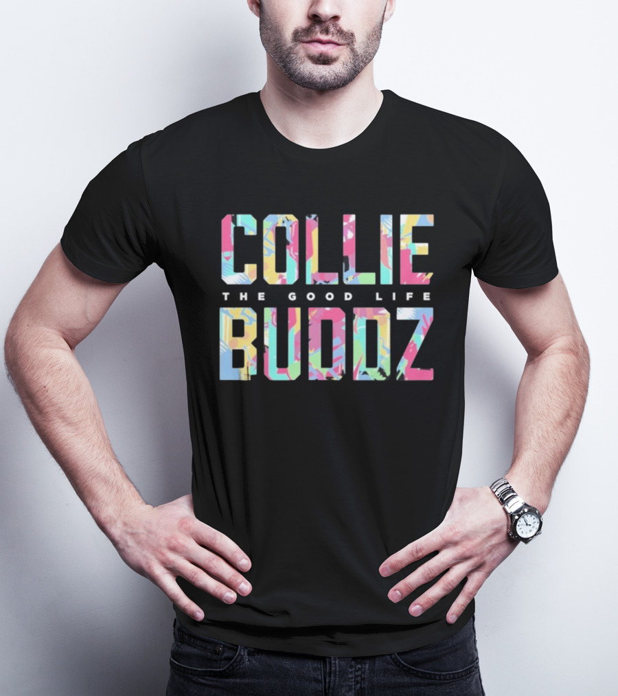 COLLIE BUDDZ The Good Life Bold Colorful Pattern T-Shirt