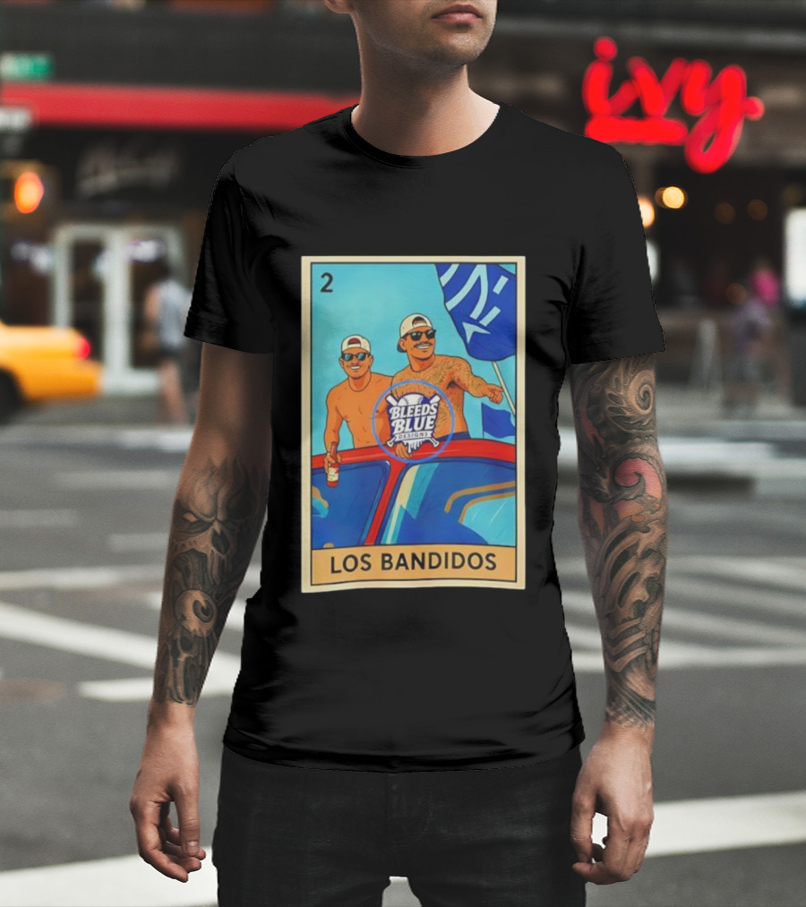 Dodgers Los Bandidos Loteria Card Bleeds Blue Designs T-Shirt