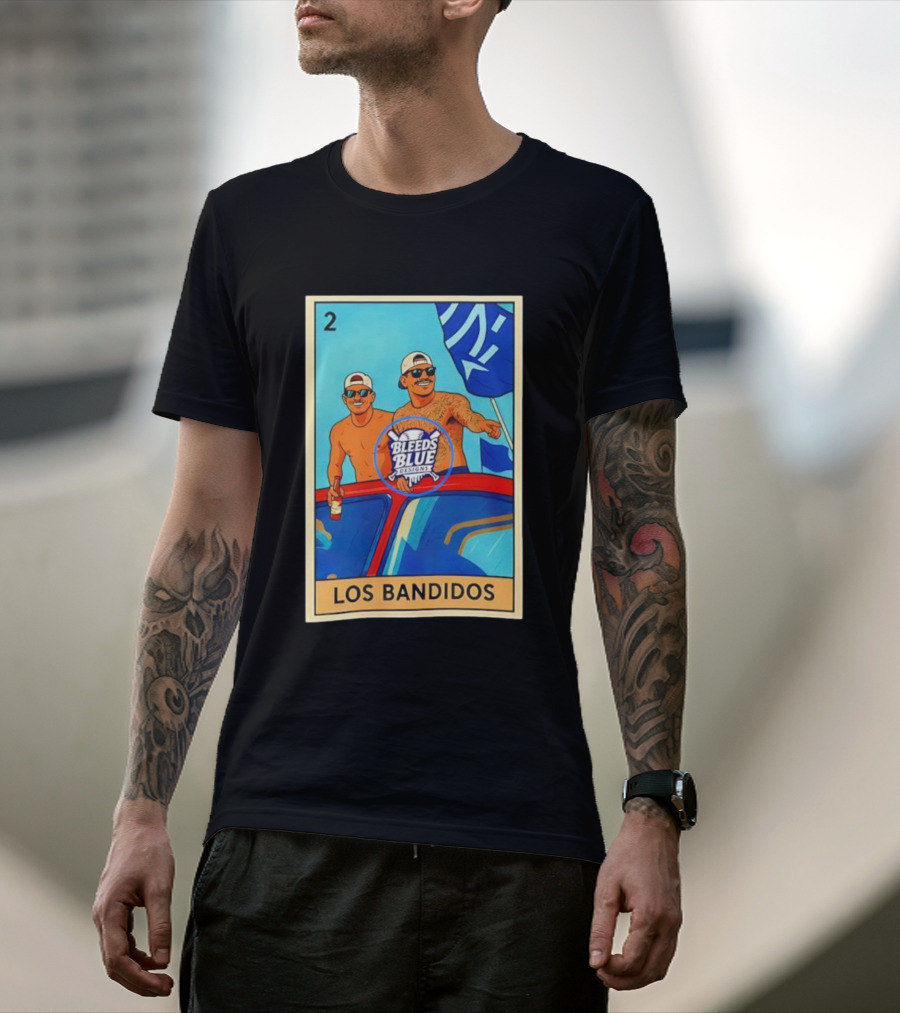 Dodgers Los Bandidos Loteria Card Bleeds Blue Designs T-Shirt