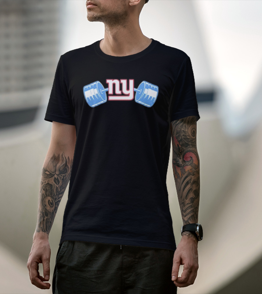 Daniel Jones New York Giants NY Barbell Icon T-Shirt