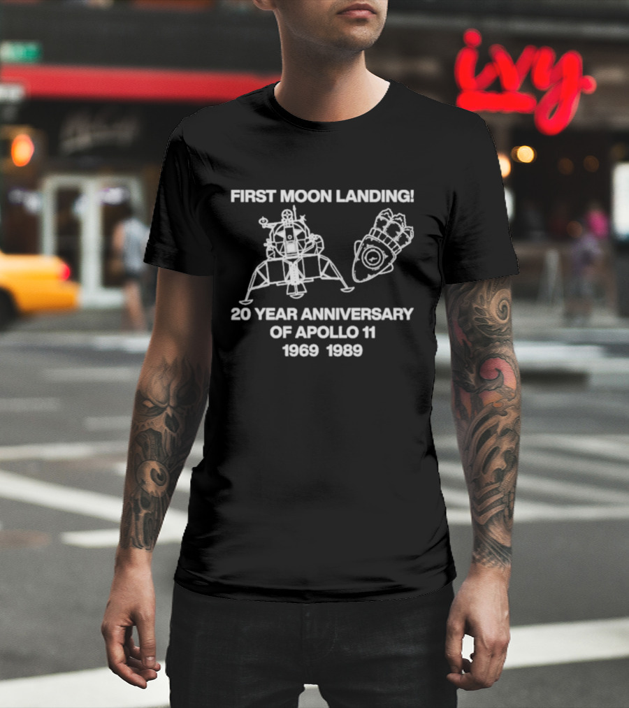 First Moon Landing 20 Year Anniversary Of Apollo 11 1969 1989 Lunar Module Design T-Shirt