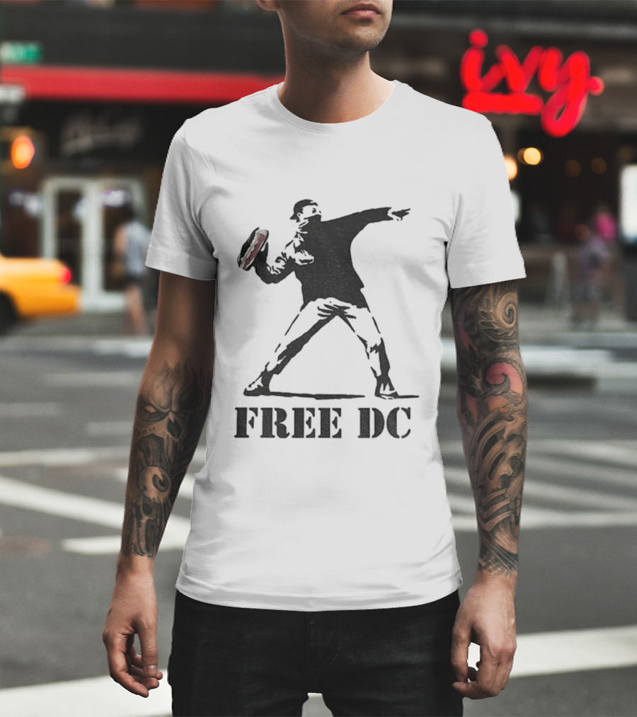 Free DC Sandwich Thrower Banksy Style T-Shirt