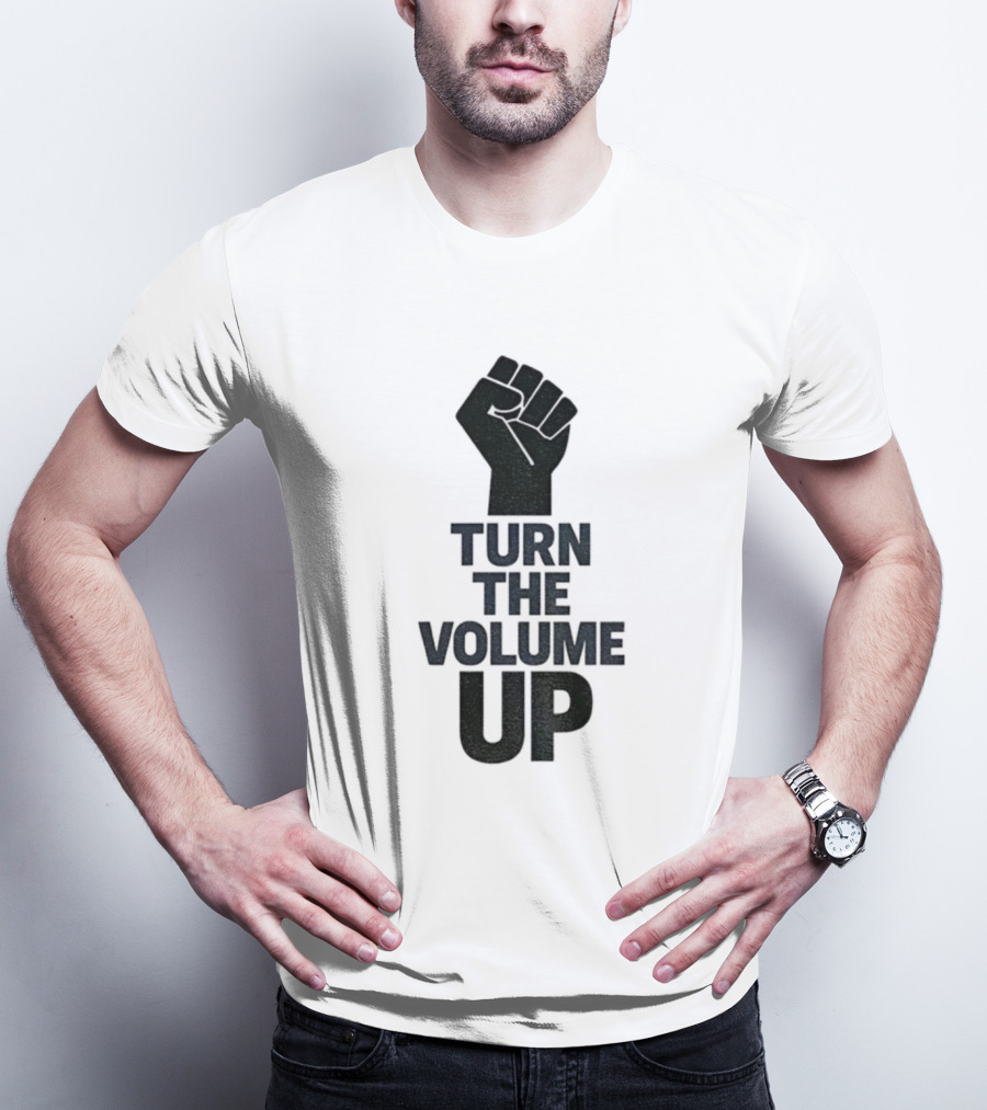 Turn The Volume Up Zohran Mamdani Four Words Baby Raised Fist Symbol T-Shirt