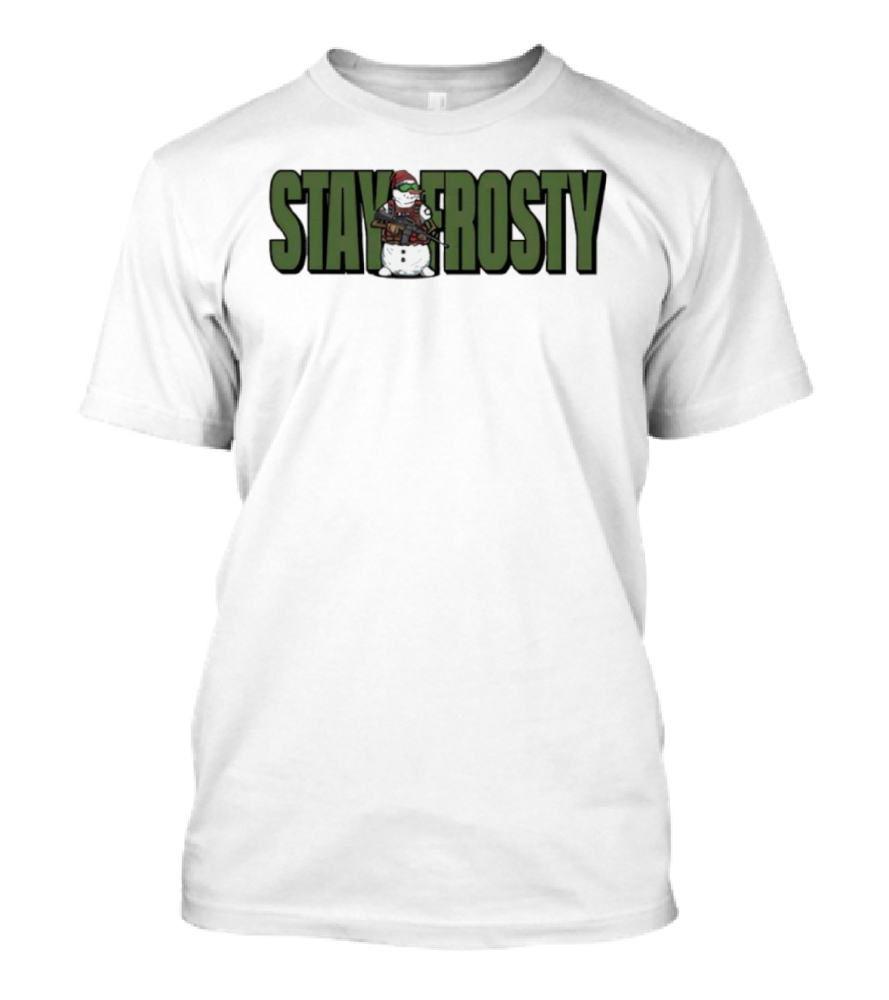 Stay Frosty Armed Snowman Tactical Humor T-Shirt