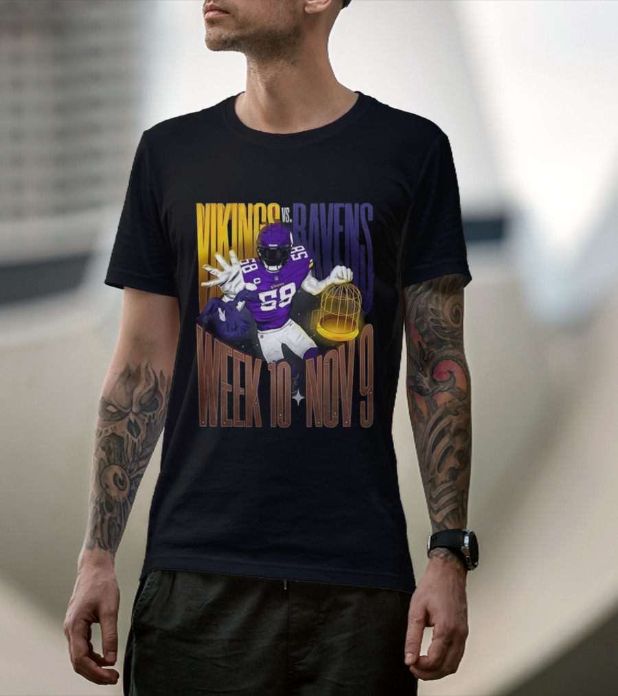 Vikings Vs Ravens Week 10 Nov 9 Football Matchup 58 T-Shirt