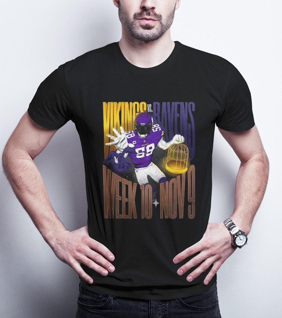 Vikings Vs Ravens Week 10 Nov 9 Football Matchup 58 T-Shirt