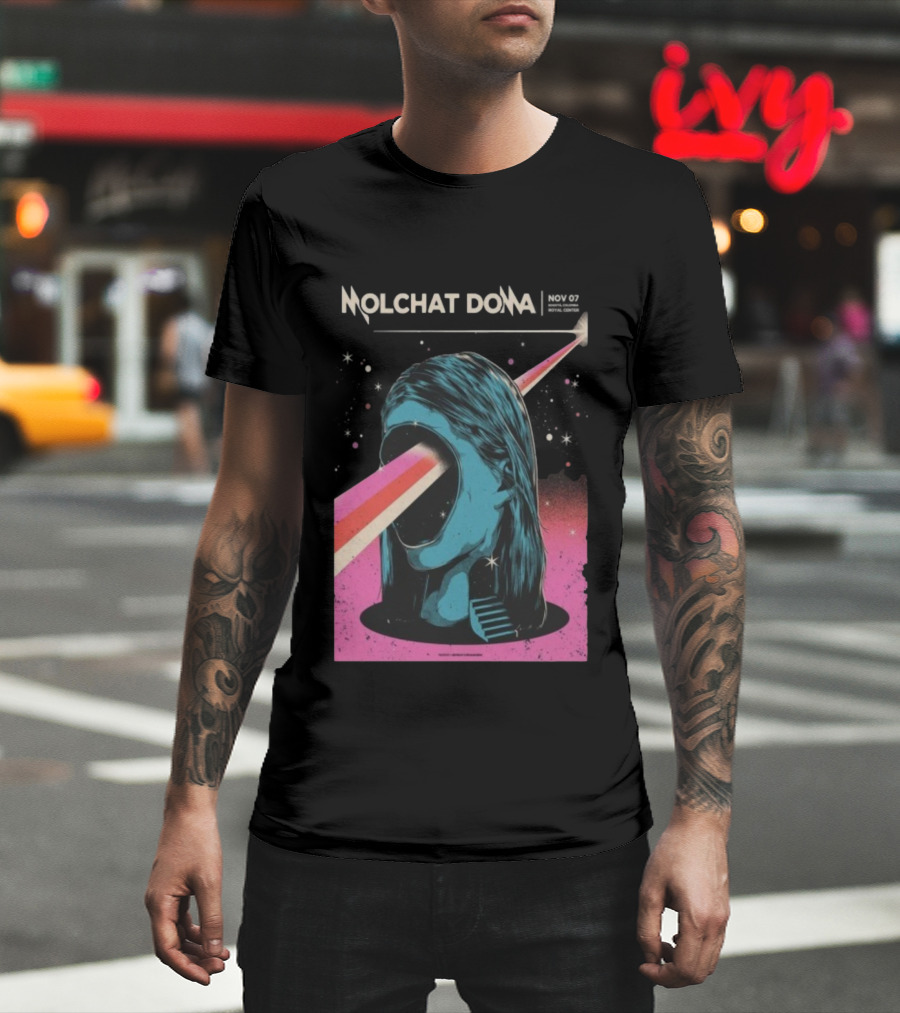 Molchat Doma November 7 2025 Royal Center Bogotá Colombia Head Psychedelic Laser Art Scene T-Shirt