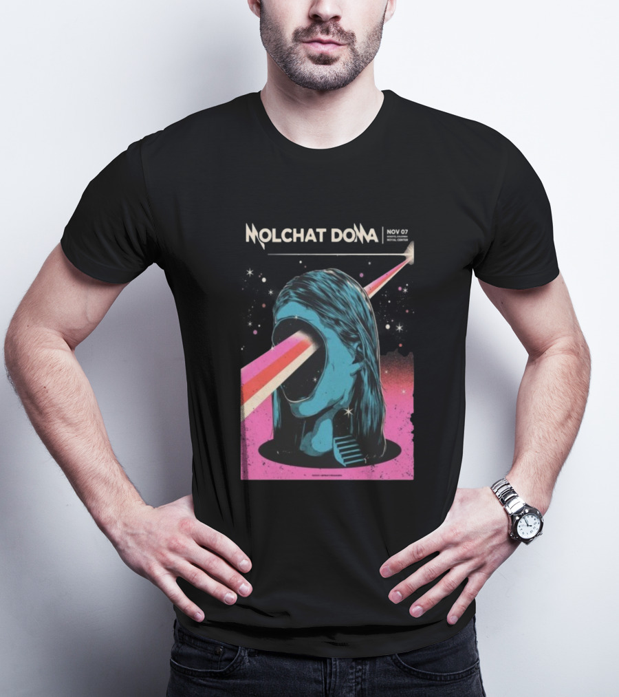 Molchat Doma November 7 2025 Royal Center Bogotá Colombia Head Psychedelic Laser Art Scene T-Shirt