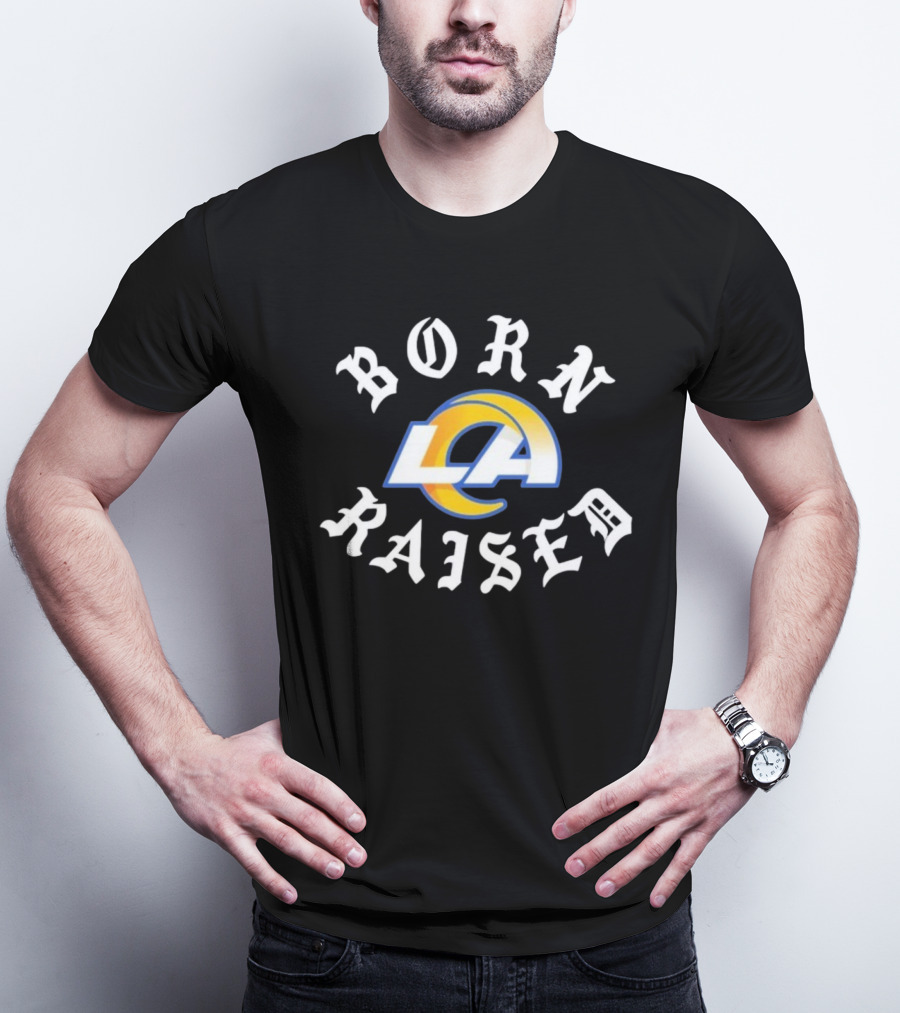 Los Angeles Rams LA Born X Raised Logo T-Shirt