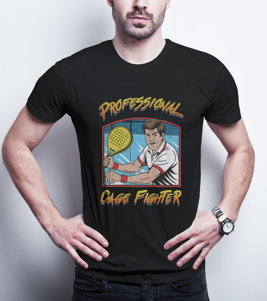 PROFESSIONAL CAGE FIGHTER PADEL Tennis Player Retro Style T-Shirt