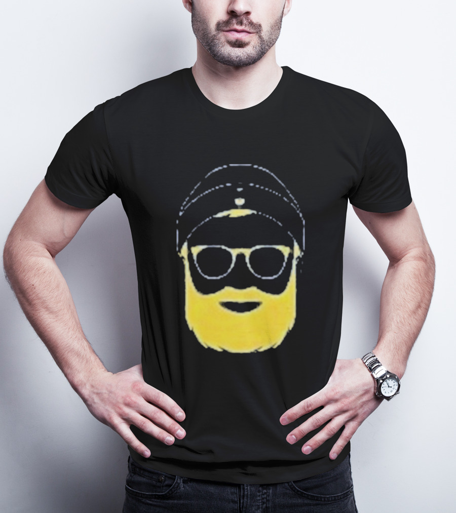 Letterman Beard Glasses Beanie Icon Sketch T-Shirt