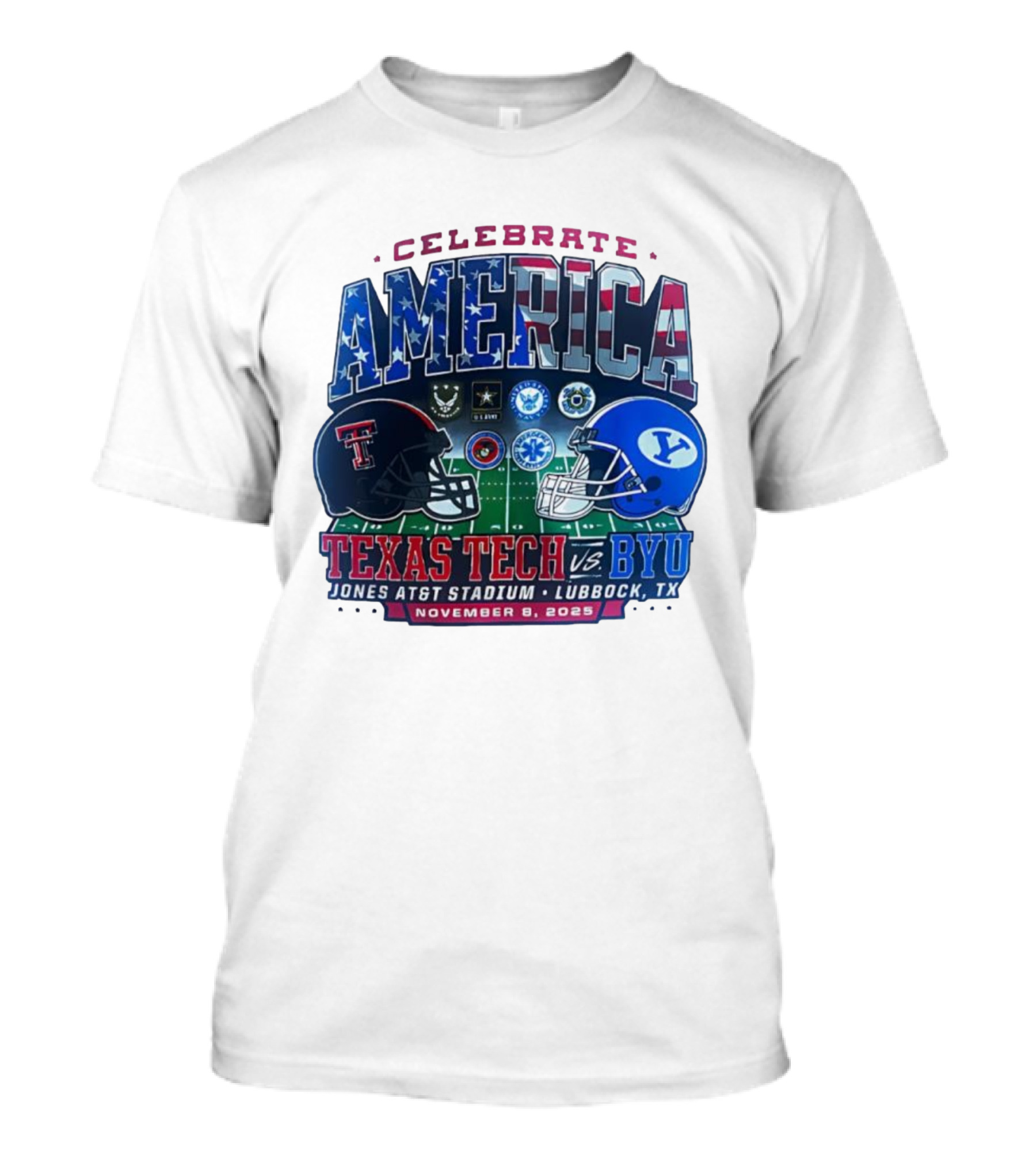 Celebrate America Texas Tech Vs BYU Jones AT&T Stadium Lubbock November 8 2025 T-Shirt