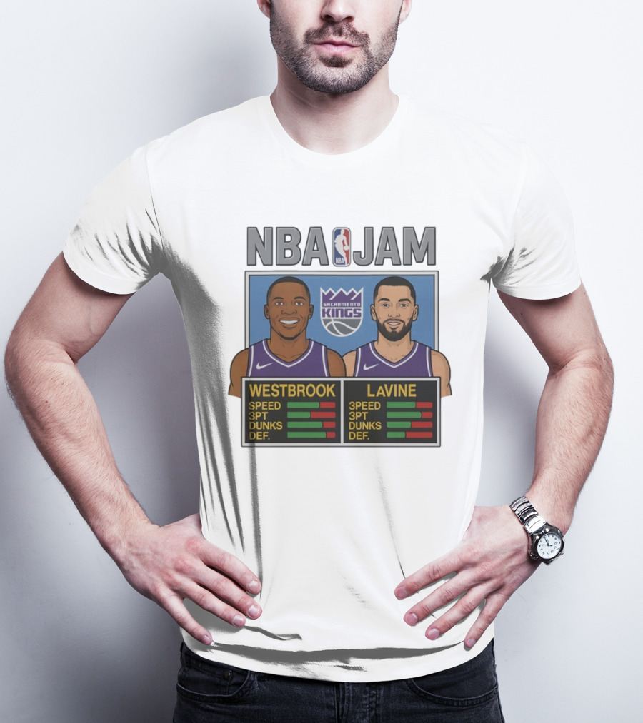 NBA Jam Westbrook LaVine Sacramento Kings Speed 3PT Dunks DEF T-Shirt