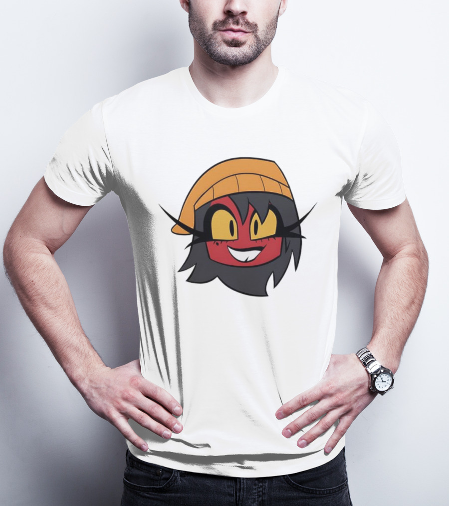 Unhappy Campers Millierd Red-Faced Character With Orange Hat And Yellow Eyes T-Shirt