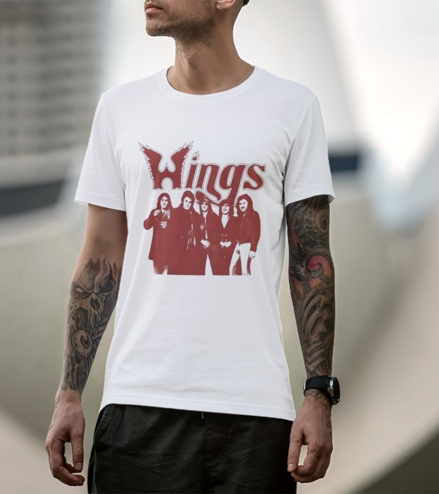 Wings Band Silhouette With Winged Font T-Shirt