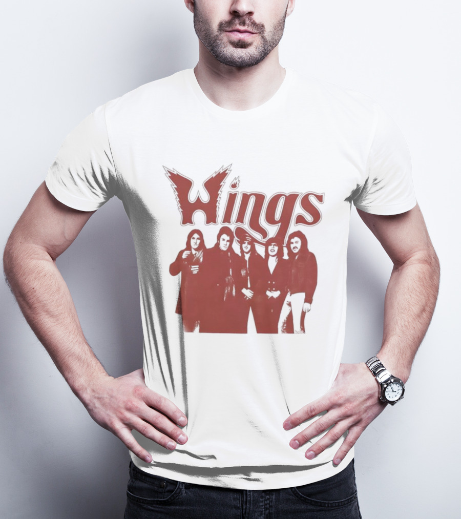 Wings Band Silhouette With Winged Font T-Shirt