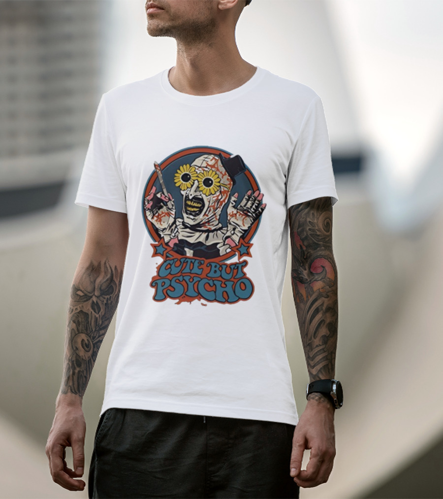 The Clown Cute But Psycho Creepy Knife Wielding Flower Eyed Jester T-Shirt