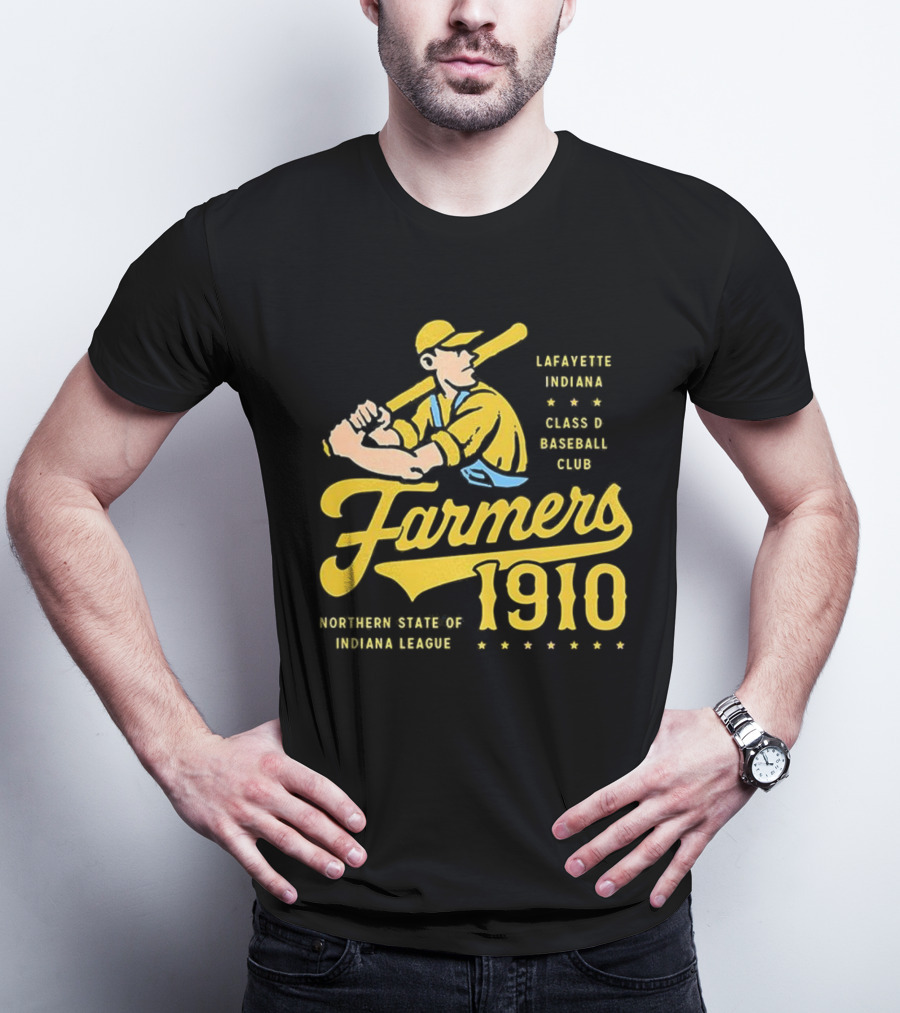 Farmers 1910 Lafayette Indiana Class D Baseball Club Northern State Of Indiana League Retro T-Shirt