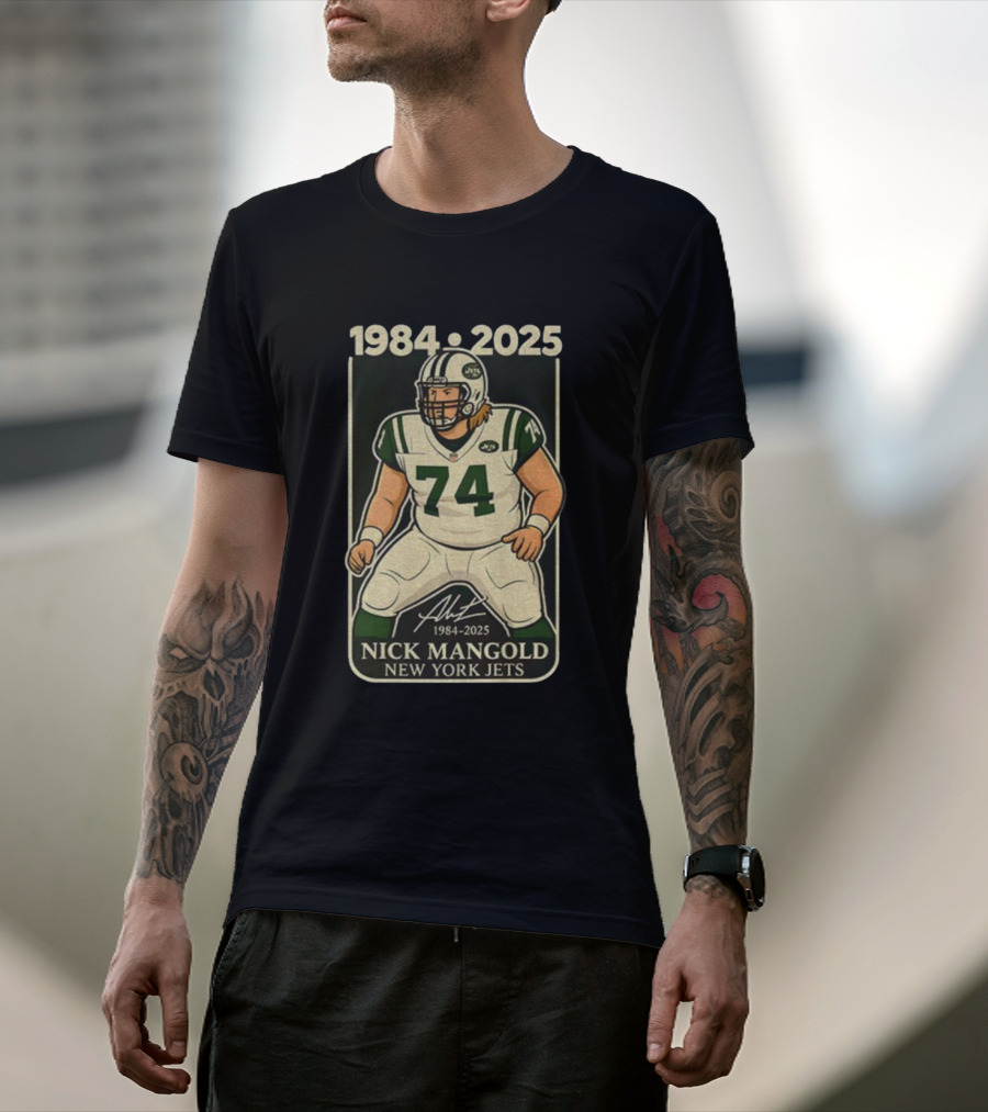 1984-2025 Nick Mangold 74 New York Jets Football Legend Signature T-Shirt
