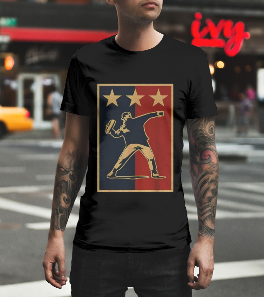 Sandwich Guy Resist Hope Obey Style Three Stars Retro Thrower T-Shirt