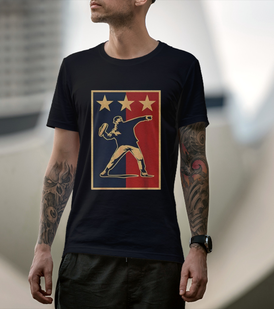 Sandwich Guy Resist Hope Obey Style Three Stars Retro Thrower T-Shirt