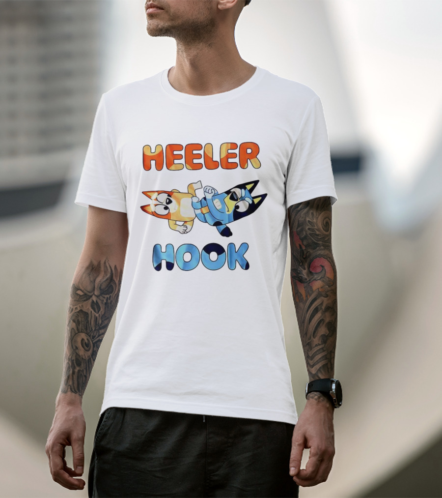 Bluey Heeler Hook Wrestling Playful Cartoons T-Shirt