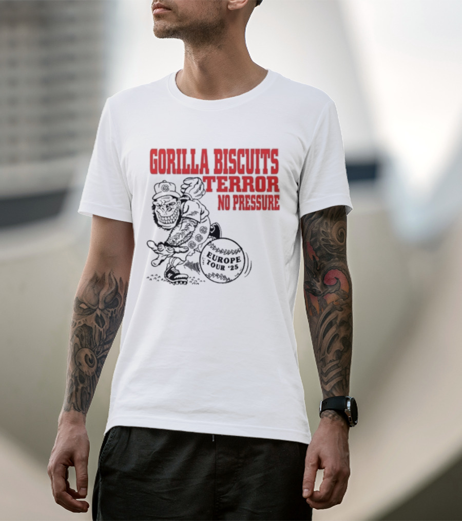 Gorilla Biscuits Terror No Pressure European Tour Promo 2025 T-Shirt