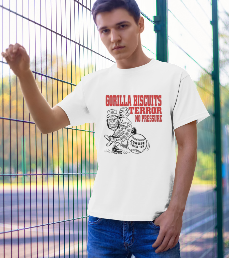 Gorilla Biscuits Terror No Pressure European Tour Promo 2025 T-Shirt