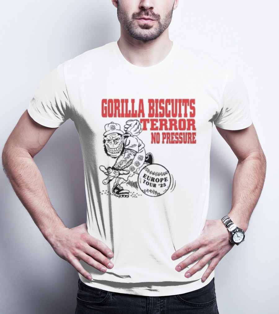 Gorilla Biscuits Terror No Pressure European Tour Promo 2025 T-Shirt