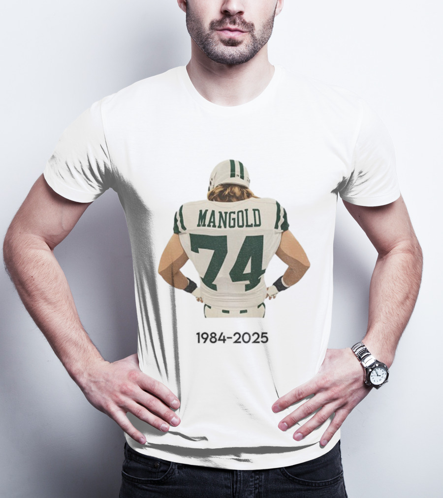 Nick Mangold 74 New York Jets 1984 2025 Tribute Football Memories T-Shirt