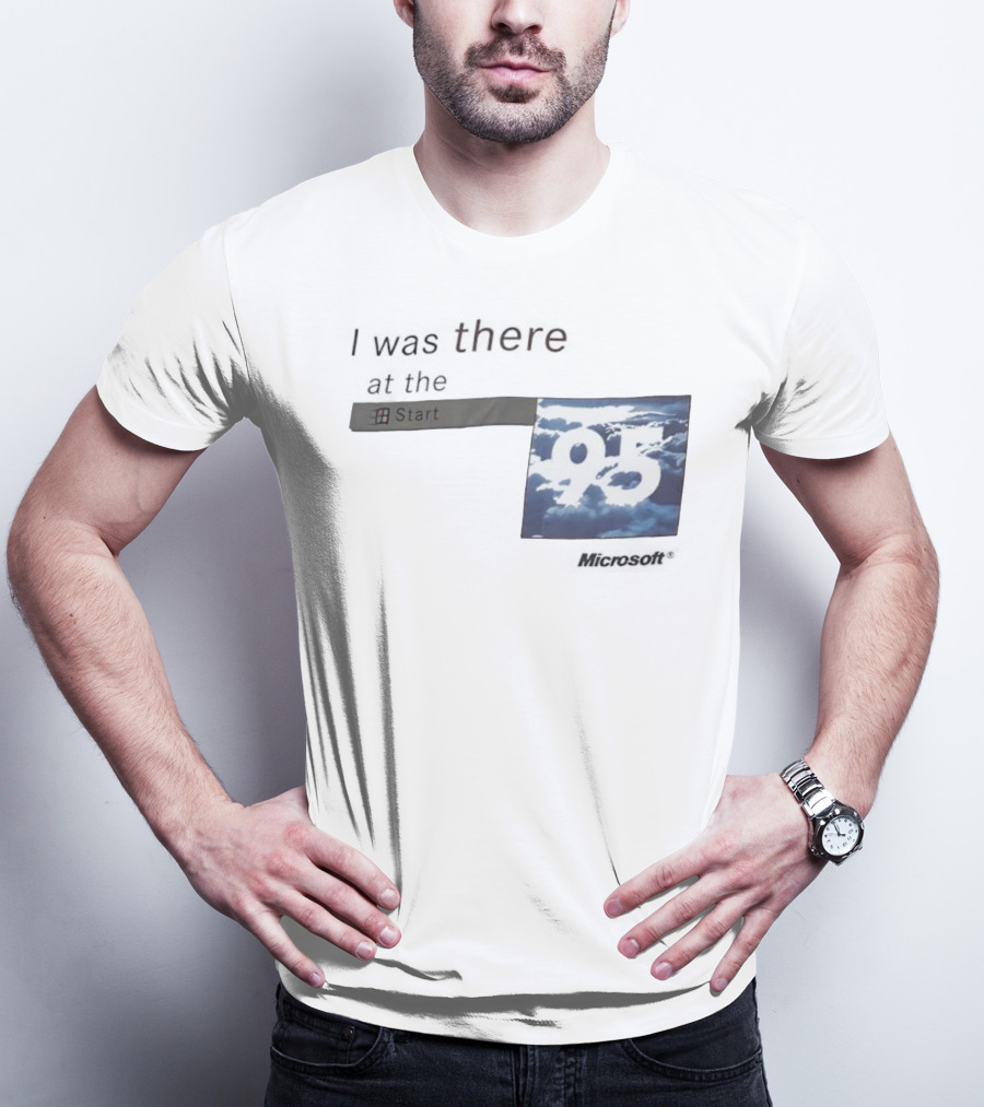 I Was There At The Start Microsoft Windows 95 Cloud Background T-Shirt