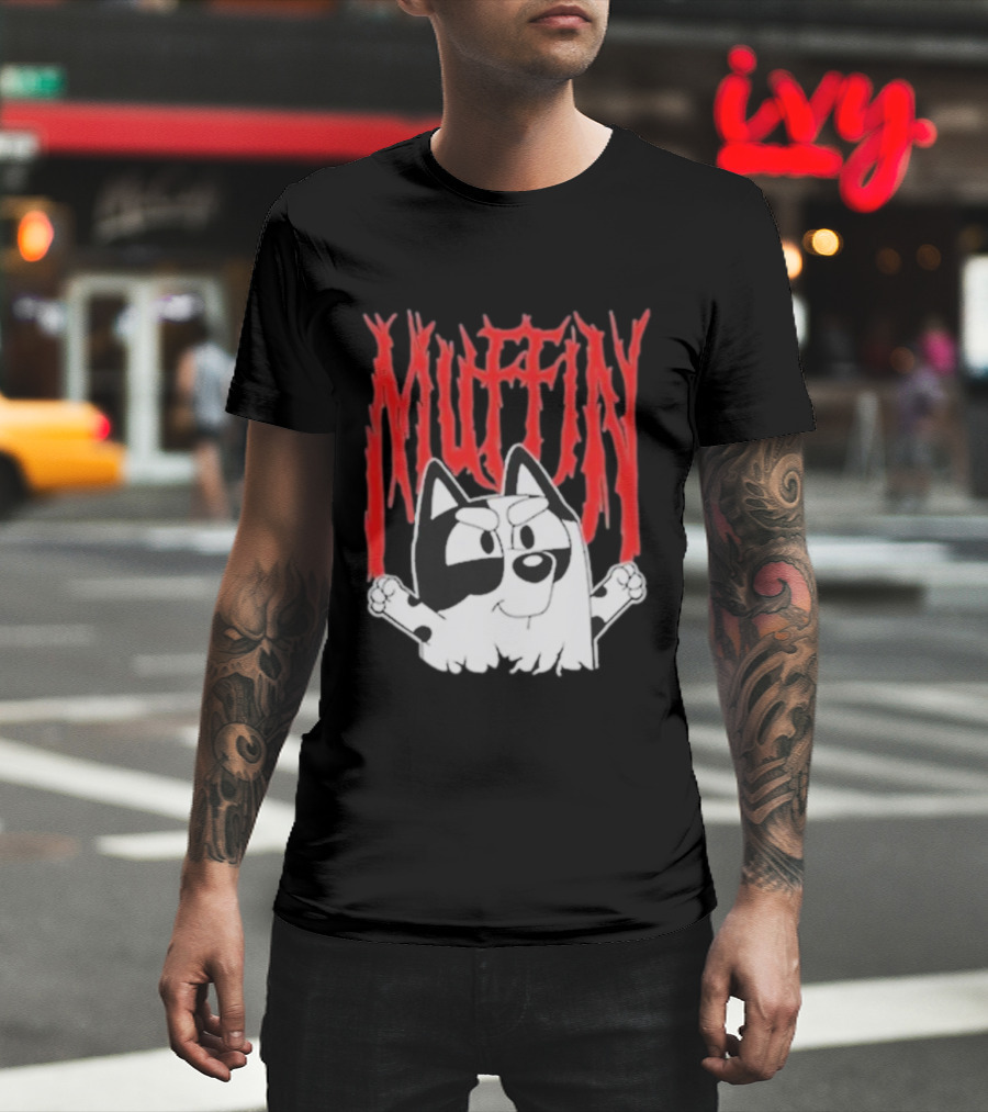 Bluey Muffin Metal Band Style T-Shirt
