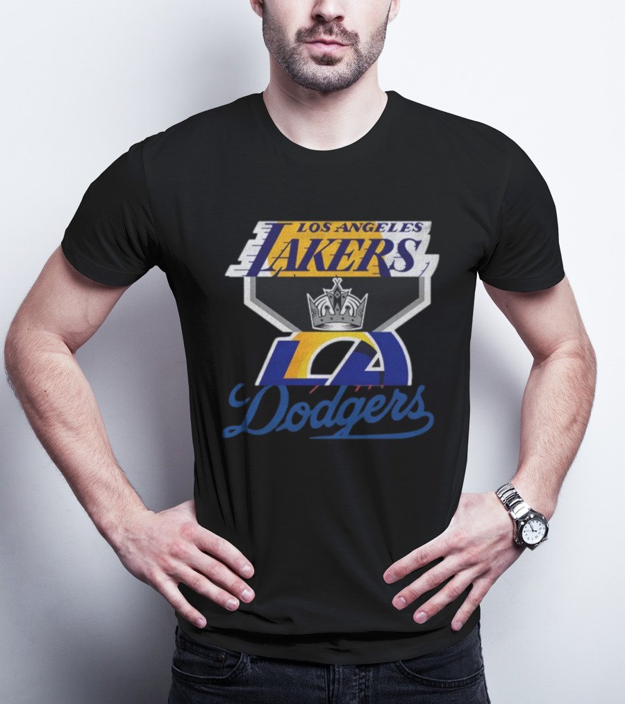 Los Angeles Dodgers Kings Lakers Sports Fan Logo Mashup T-Shirt
